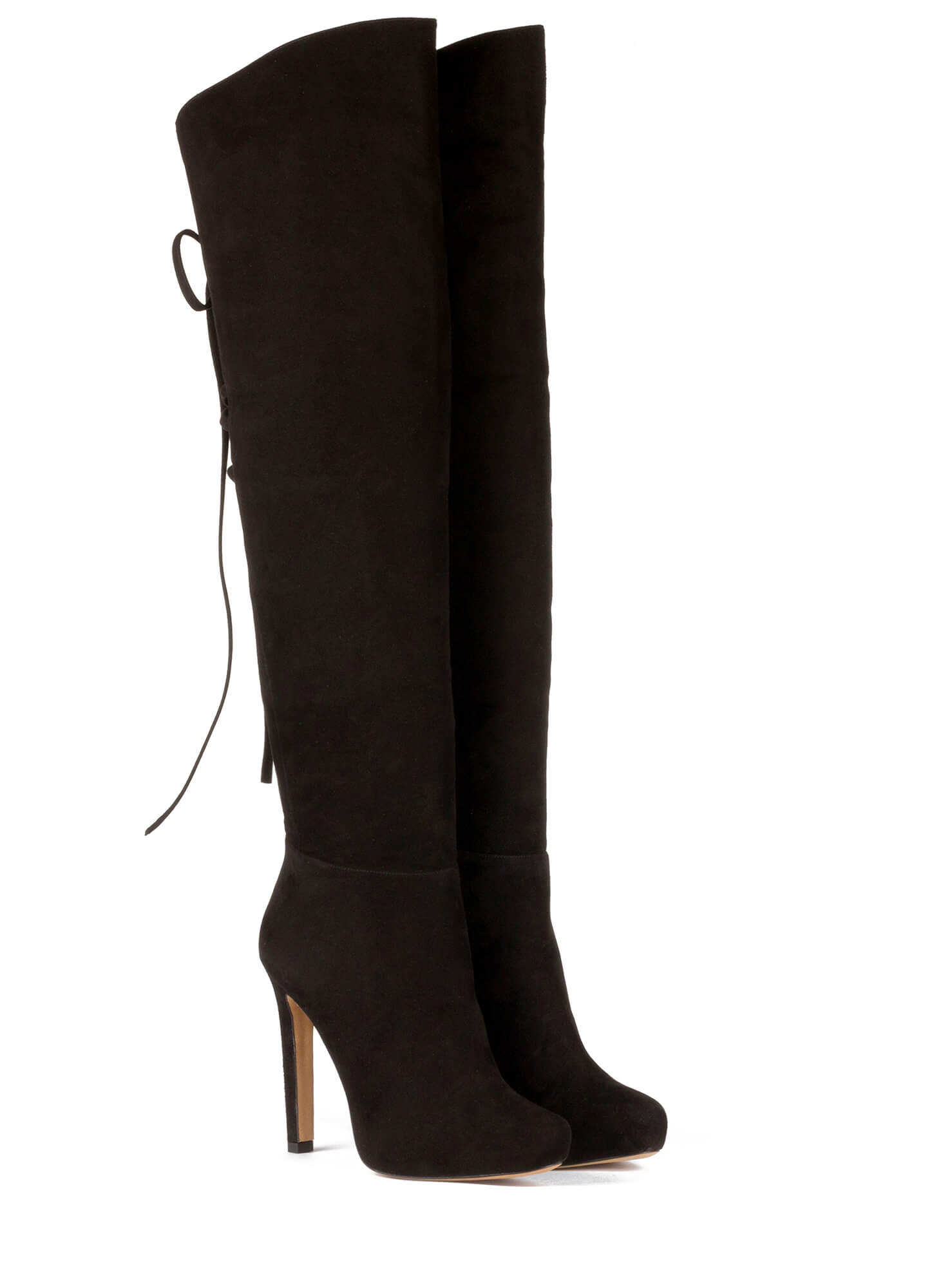 Botas de tacón alto en ante negro con plataforma interior . PURA LOPEZ