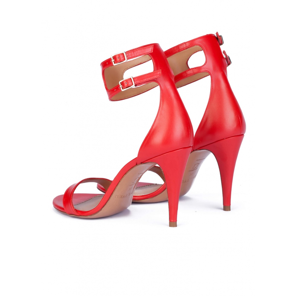 Sandalias rojas de tacón alto - tienda de zapatos Pura López . PURA LOPEZ