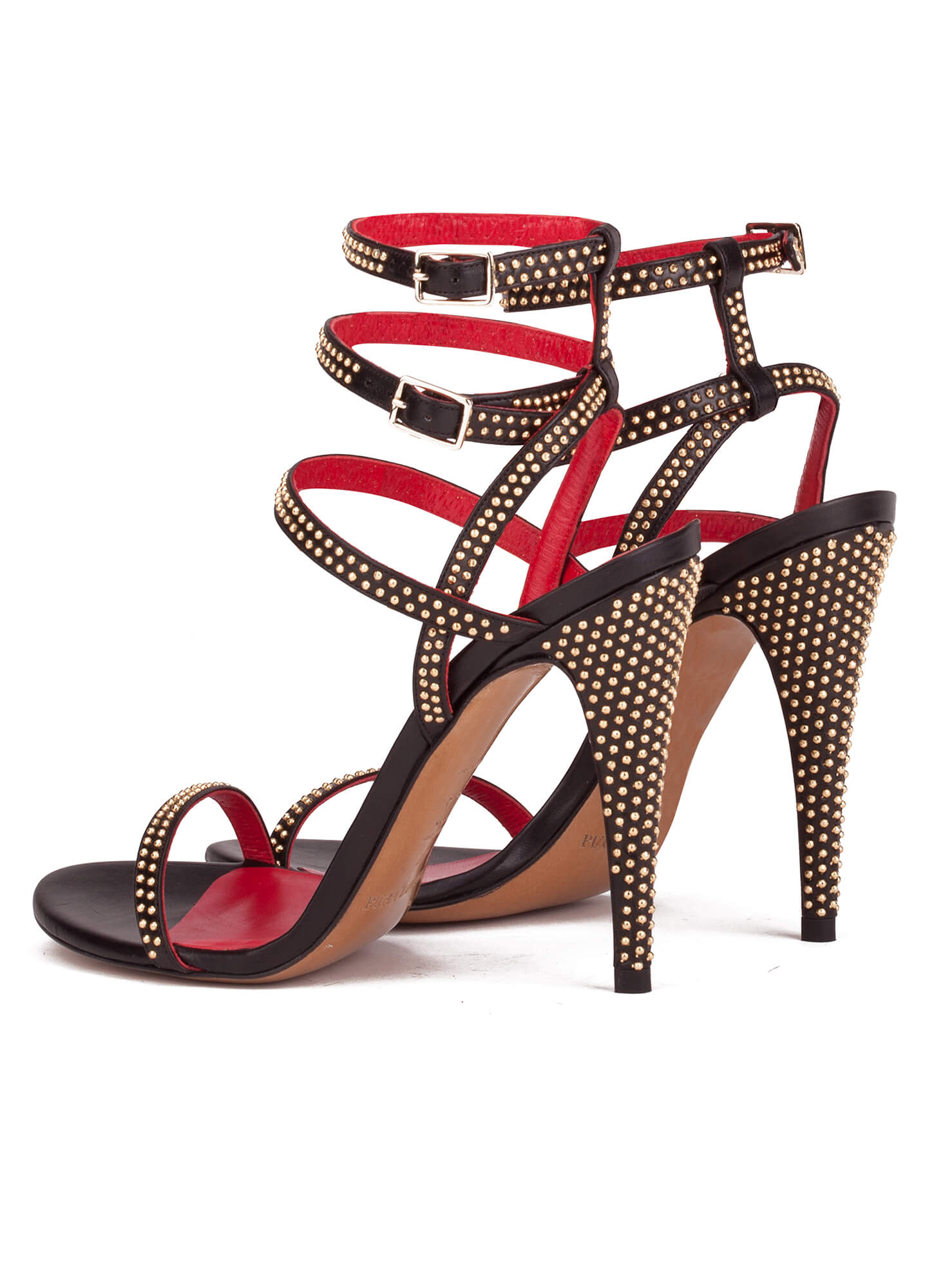 Sandalia negra de tacón alto en piel - tienda de zapatos Pura López ...